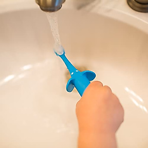 Dr. Brown's Infant-to-Toddler Training Toothbrush, Soft for Baby's First Teeth, Blue Elephant, BPA Free, 0-3 Years