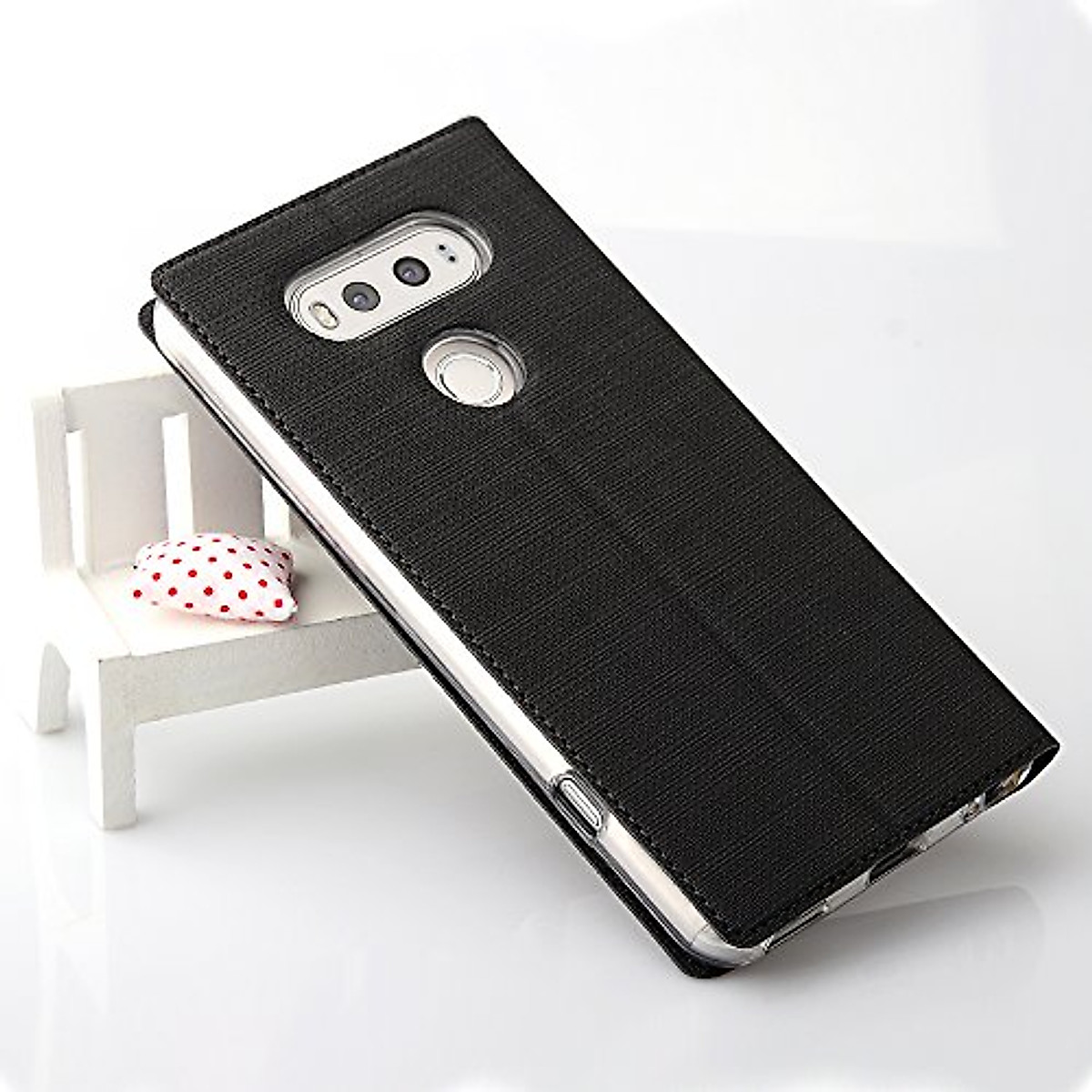 Feitenn Case Compatible with LG V20,Premium Flip Leather PU Wallet View Window Smart Case Stand Kicstand Card Holder Magnetic Closure TPU Bumper Slim Case Designed for LG V20 Black