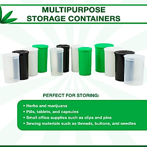 Emerald Mountain Supplier Pop Top Dram Containers | Durable Airtight Multipurpose Storage | Herb and Pill Organizer - 13 Dram (Clear, 216 Pieces)