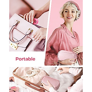 AMOOS Cute Pill Organizer 2 Times a Day, PU Leather Pill Case for Women, Portable Weekly Pill Box for Purse with Storage Bag to Hold Vitamins, Medications, Fish Oils, Supplements (Pink)