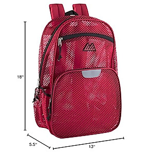 Collapsible Mesh Backpacks for Adults, School, Beach - Backpack with Reflective Strip and Wire Frame for Support (Red) Large
