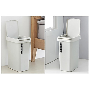 Plastic Garbage Can 3 Gallon Small Wastebasket Narrow Garbage Can with Lid Rectangle Trash Can for Kitchen, Bathroom, Bedroom, Home Office, Craft Room, Dorm Room, Powder Room (Navy blue)