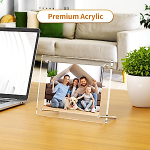 AITEE 11x14 Acrylic Picture Frames 2 Pack, Clear Desk Picture Frames with Stand, Modern Frameless Floating Frames Lucite Transparent Square Cubes Frame for Wall & Desktop Display Gift for Home Office