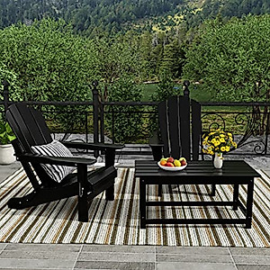 WestinTrends Malibu Outdoor Coffee Table, 35" x 17.5" All Weather Poly Lumber Patio Adirondack Coffee Table for Garden Lawn Porch Balcony, Black