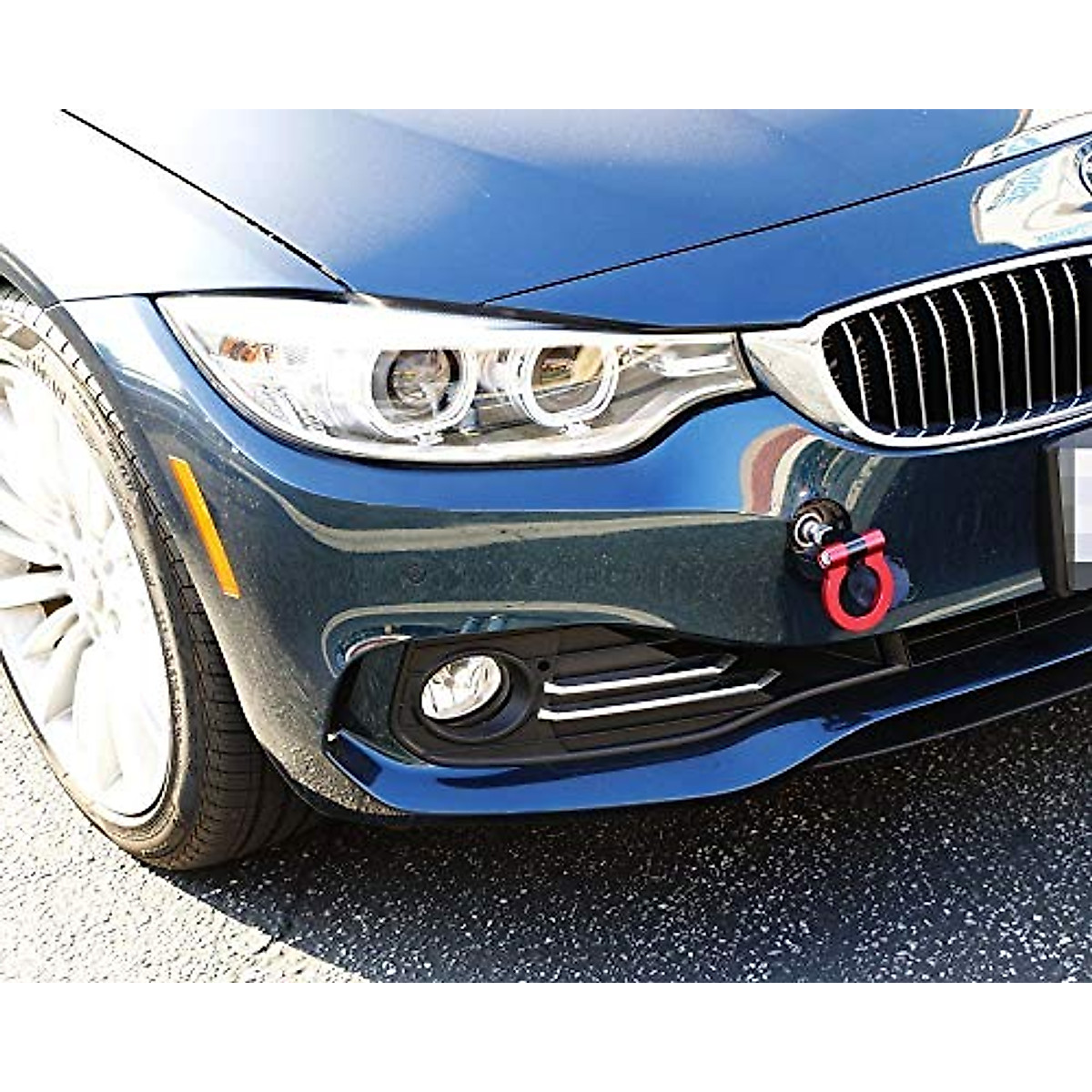 iJDMTOY Red Track Racing Style Tow Hook Ring Compatible With BMW 1 2 3 4 5 X1 X3 X4 X5 X6 Series, Compatible With MINI Cooper F54 F55 R60 R61, Made of Lightweight Aluminum