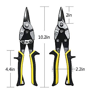 Metal Shears Aviation Snip Set 3 Pack Tin Snips Cutters - Left, Right and Straight Metal Cutting Shears - Snips for Sheet Metal -Cutting Pliers Snip