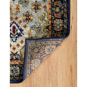 Linon Home Decor Products Brecken Lizbet Ivory/Teal 5' x 7'6" Area Rug