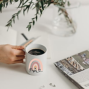 Wisedeal Funny Mom Coffee Mug, Mama Gifts, Novelty Birthday Gifts for Women Mom Grandma Grandmother, Christmas Mug from Dad Daughter or Son, Rainbow Mug Gifts for Mom, Ceramic White 11 Oz