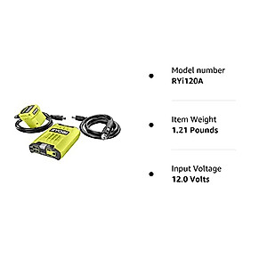 RYOBI 18-Volt 120-Watt 12V Automotive Power Inverter with Dual USB Ports RYi120A (Bulk Packaged)