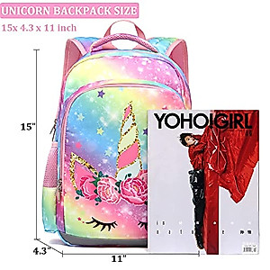 JIANYA Backpack for Girls Kids Backpack with Lunch Box Lightweight Rainbow Preschool Kindergarten Girl Bookbag School Bag