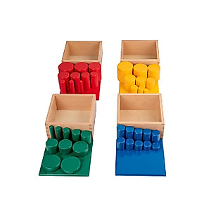 Montessori Toys for 4+ Years Wooden Knobless Color Cylinder Blocks,Baby Games Stacked Arrangement Block,Stacking Toys for Toddler 1-3 Activities Educational Toys(Set of 4)