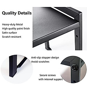 Urhomey plus Expandable Cabinet Shelf 16~26"(L), Stackable Kitchen Counter Shelf Organizer, 22LBS Heavy Duty Shelf Riser, Countertop Storage Pantry Shelf, Durable Metal Sink Shelf (Black)