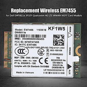 EM7455 Card, 4G LTE WWAN NGFF Module for Dell Latitude, 300 Mbps Download Speed, PCIe M.2 Form Factor