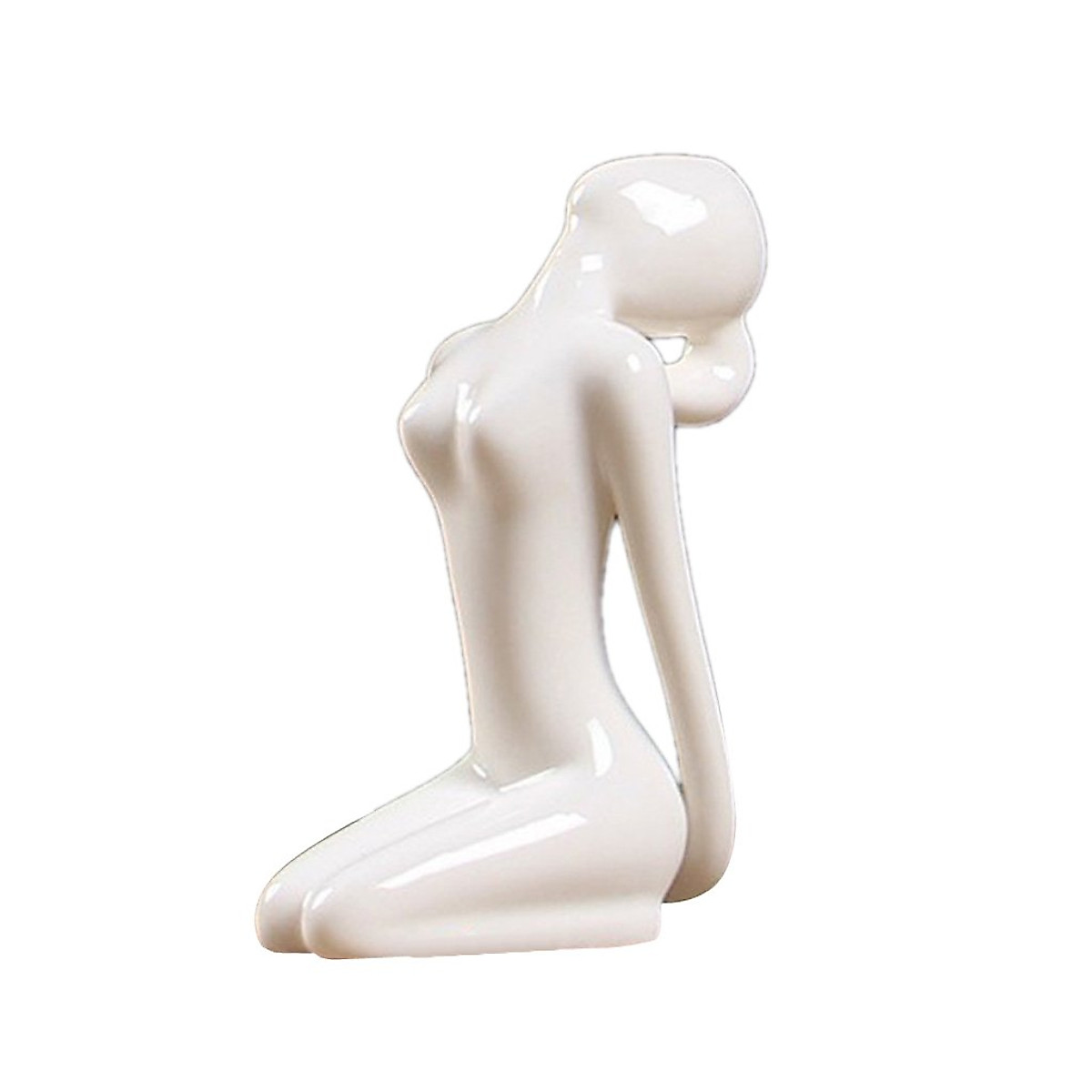 FLAMEER Ceramic Yoga Figure Statue Figurine Indoor Outdoor Home Garden Decoration Yoga Girl Statue Sculpture Memorial Statue - 10