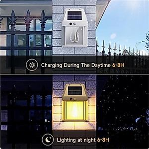 Tzou Modern Style Led Wall Lights with 5.5V 1.43W Solar Panel 3 Lighting Modes Outdoor Waterproof PIR Motion Sensor Solar Powered Wall Light Fixtures White