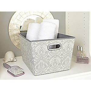 Laura Ashley Large Grommet Bin Basket Almeida Closet Storage, Dove Grey