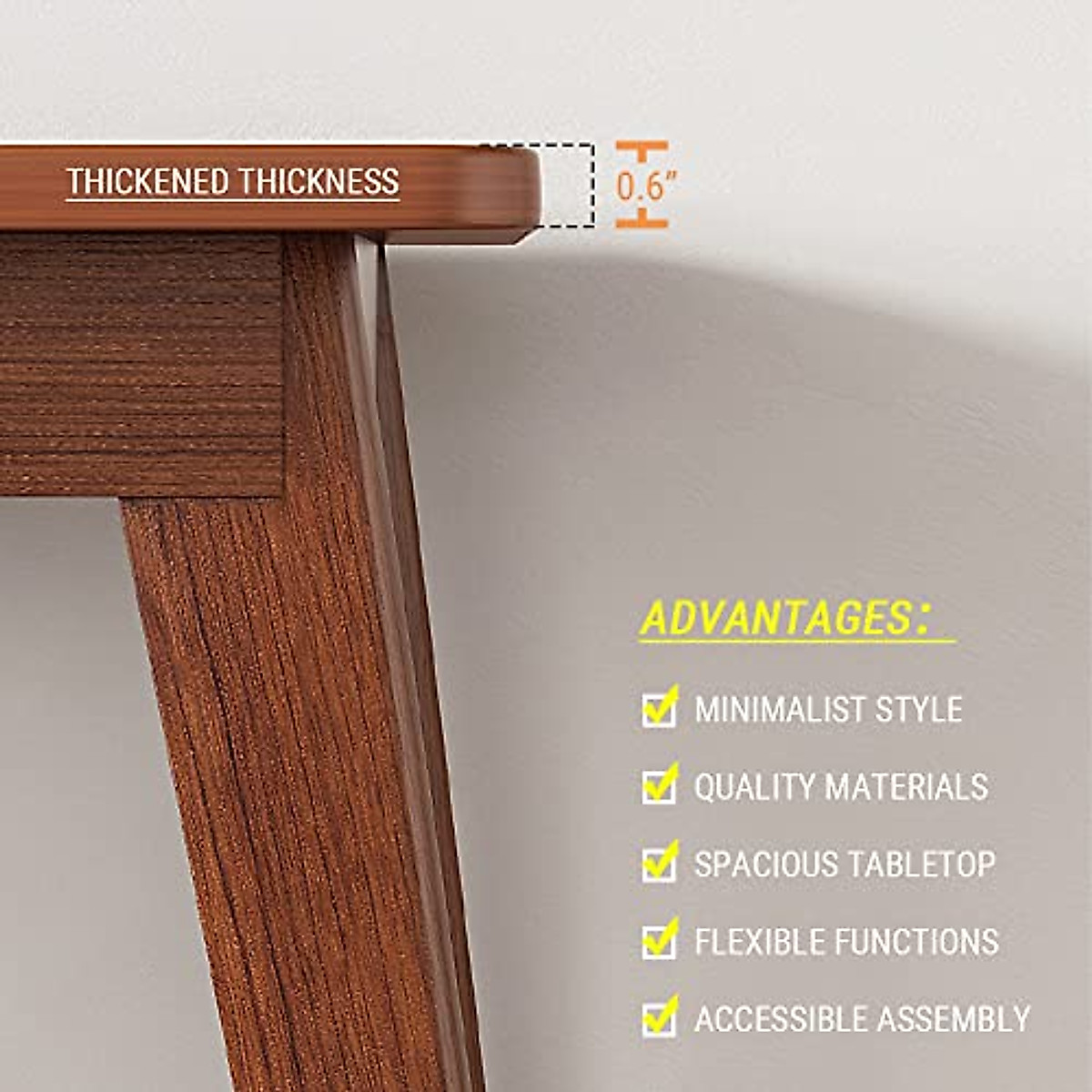 NELYE Mid-Century Long Desk Table - 71 Inches Wood Simple Modern Extra-Long 2-Person Computer Workstation for Home Office Work, Walnut, 71" W x 24" D x 30" H