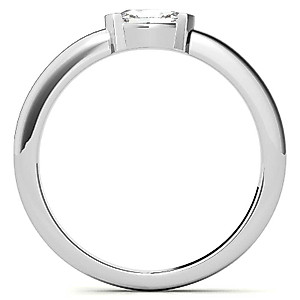 Excellent Oval Brilliant Cut 0.92 Carat, Moissanite Diamond Promise Band, Half Bezel Set, Eternity Sterling Silver Bands, Valentine's Day Jewelry Gift, Customized Band (4)