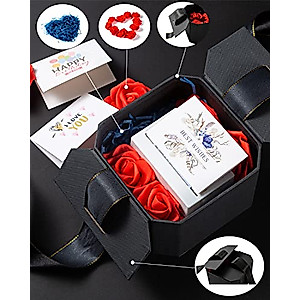 JSUPMKJ Money Pull Box for Cash Gift, Money Roll Gift Box with Flower, Ribbon Gift Box, Money Gift Box Pull for Birthday/Christmas/Valentine's Day (Black)