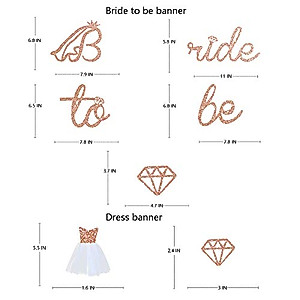 pinkblume Rose Gold Bride To Be Banner Sign Double Sided Glitter Paper 3D Wedding Dress Diamond Bride Garland Bunting for Bridal Shower Wedding Engagement Bachelorette Hen Party Decorations Supplies