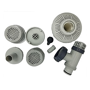 Intex 26005E Above Ground Swimming Pool Inlet Air Water Jet Part Kit with Plunger Valve, Strainer Connector, Jet Nozzle, Strainer Grid & More