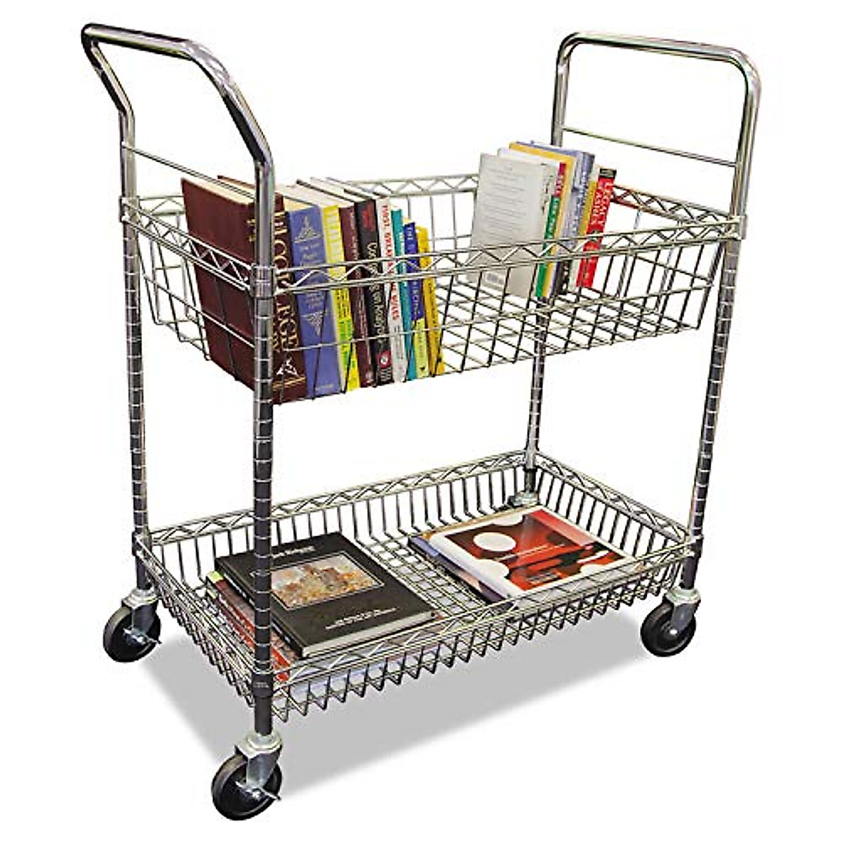 Alera Carry-All Mail Cart, 2-Shelf, 34-7/8w x 18d x 39-1/2h, Steel (MC343722CR)