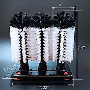 Water Bottle Cleaning Brush Glass Cup Washer with Suction Base 3 Head Bristle Brush for Beer Cup, Long Leg Cup, Red Wine Glass & More Bar Kitchen Sink Home Tools