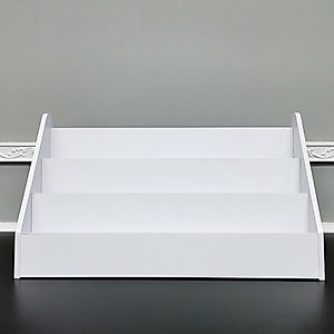 FixtureDisplays® White Countertop Book Shelf Display, Greeting Card Rack, Step Rack for Literature, Magazines, Brochure, Tile Sample Paint Brochure Holder, Unassembled 2904-white-NPF