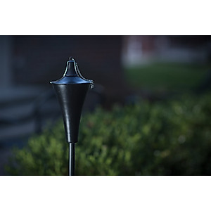 Legends Direct Set of 4, Oahu Premium Metal Patio Torches, 53" Tall- Tiki Style/w Snuffer, Fiberglass Wick & Large 16oz Oil Lamp for Deck, Patio, Lawn, Garden, Luau (Smooth Black)