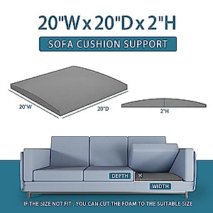 Rinkai-S Curve Couch Sofa Support | CertiPUR-US Certified | Prevents Sagging and Repairs Cushions | 20" x 20" x 2" High-Density Foam | Cuttable Design | High Rebound （Med ， 2 Piece for loveseat Sofa）