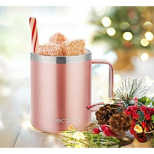 DLOCCOLD Insulated Coffee Mug with Handle 12 oz Stainless Steel Travel Coffee Cup with Lid Spill Proof Reusable Thermos Coffee Cups for Men Women