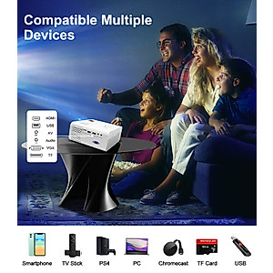 Mini Movie Projector Supported 1080P - Portable Full HD Projector Native 720P with 5500 Lumens LED Lamp,Compatible with HDMI,VGA,USB,AV,Laptop,Smartphone