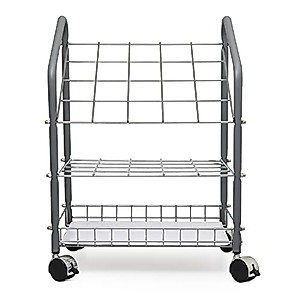 Sherfire Wire Roll File with Casters - 20 Slots, Matte Gray Steel Trolley for Large Documents - Complete with All Assembly Parts and Bright Sticky Notes