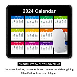 Auhoahsil Mouse Pad, 2024 Calendar Anti-Slip Rubber Mousepad with Stitched Edges for Office Gaming Laptop Computer PC Men Women, Customized Pattern, 10.2" x 8.7", New Year 2024 Calendar, Black