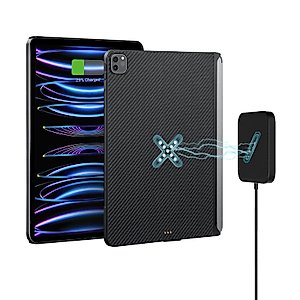 PITAKA iPad Pro 12.9 Case, Magnetic Wireless-Like Charging Case for iPad Pro 12.9 2021/2022, Magic Keyboard Compatible Case Support Apple Pencil 2 Charging, 1500D Aramid Fiber Made,Black/Grey
