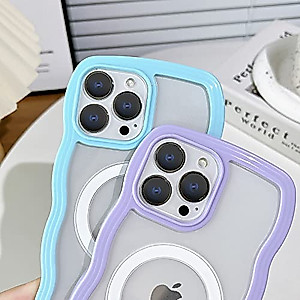 Yeddabox Compatible for iPhone 13 Pro Max Case with Magsafe, Wave Magnetic Phone Case Cute Water Ripple Candy Colors Frame Shockproof for iPhone 13 Pro Max Phone Case for Women 6.7 Inch - Pink