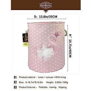 HUNRUNG Large Laundry Hamper,Cartoon Organizer Bin for Children Nursery,Toys,Laundry,Children Clothing,Gift Baskets (Swan)