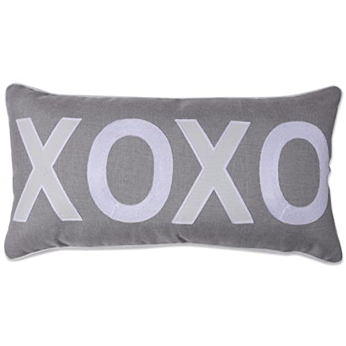 Pillow Perfect Valentine’s Day Lumbar Throw Pillow in XOXO, 13” x 25”, Grey