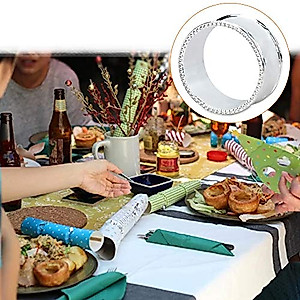 Frjjthchy 6 Pcs Stainless Steel Bead Side Napkin Rings Delicate Serviette Buckles (Silver)