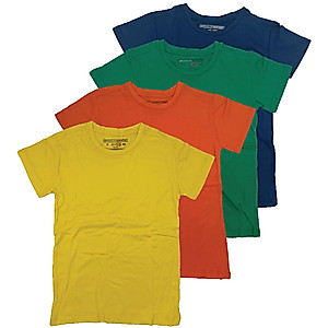 BROOKLYN VERTICAL Boys 4-Pack Short Sleeve Solid Color T-Shirts | Cotton Crew Neck Tagless Tees