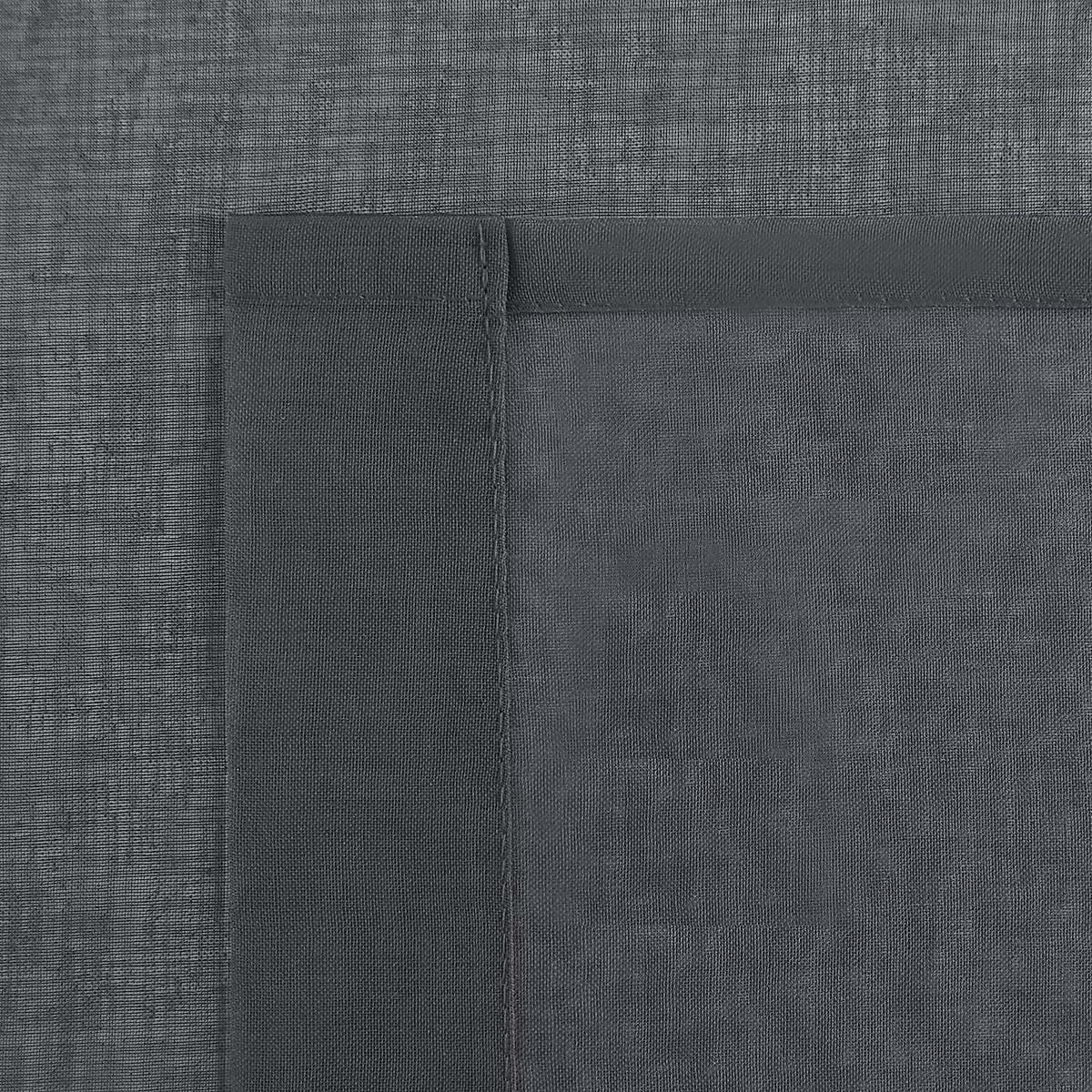 DWCN Dark Grey Sheer Curtains for Living Room Bedroom - Faux Linen Look Voile Drapes Grommet Top Window Curtain Panel 52 x 63 Inch Length, Set of 2 Panels
