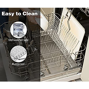 Grill Basket, 2 Pack Stainless Steel Fish Grill Rack, Portable BBQ Grilling Basket Outdoor Grill Accessories Barbecue Grilling Basket for Meat, Steak, Shrimp, Vegetables, Chops