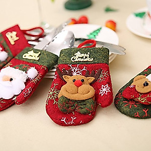 NARFIRE 4PCS Christmas Cutlery Organizer Set Snowman Santa Dinner Table Decorations