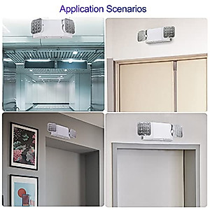 TANLUX LED Emergency Lights with Battery Backup, Two Head Adjustable Commercial Emergency Lights, UL Listed, AC 120/277V, Hardwired Emergency Exit Light Fixtures for Business - 1 Pack(White)