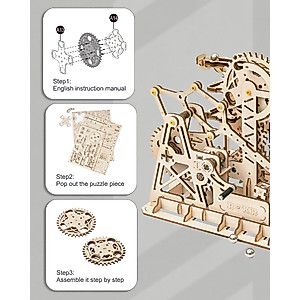 ROKR 3D Wooden Puzzle-Mechanical Model-Wooden Craft Kit-DIY Assembly Toy-Mechanical Gears Set-Brain Teaser Games-Best Gifts for Adults & Teens Age 14+(LG504-Fortress)