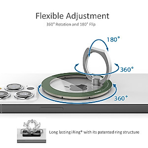 iRing Mag, Magnetic Phone Ring Holder, Kickstand, Grip for MagSafe, Wireless Charging Compatible with iPhone, Galaxy, and Other Smartphones with MagSafe Case (Ceramic White)