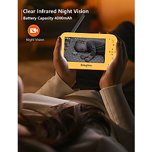 BabyTime Baby Monitor, 1080P Baby Camera Monitor No WiFi with 5" Display, Night Vision, Lullaby Player, Two Way Audio and VOX Mode, Temperature