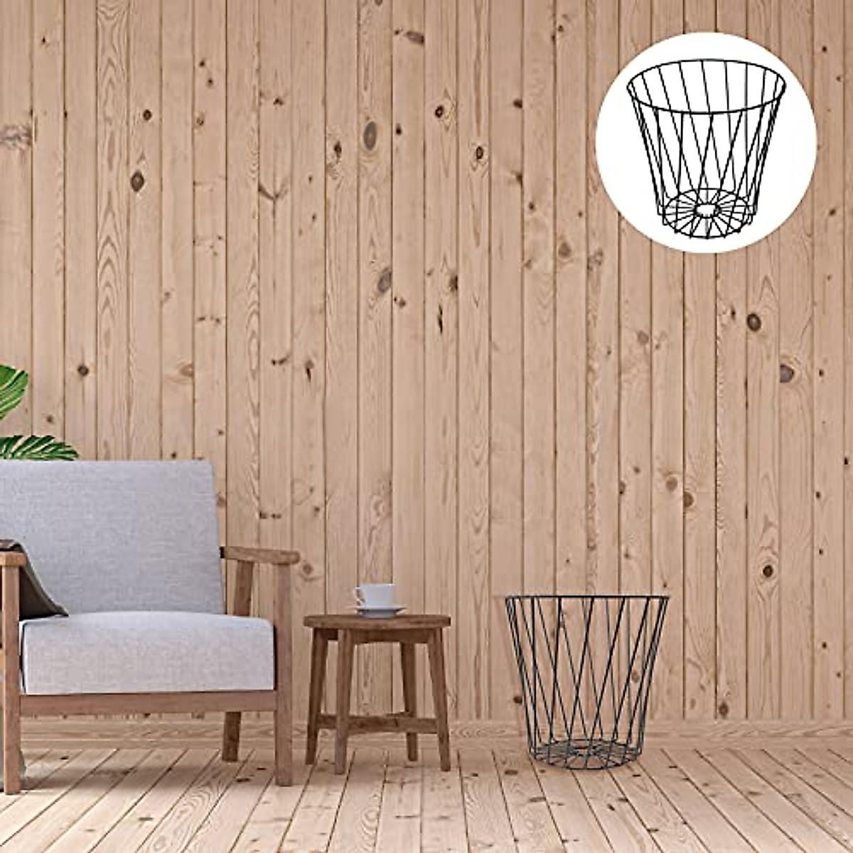 Zerodeko Trash Garbage Can Wastebasket Rustic Metal Wire Hollow Litter Rubbish Container Bin for Bathroom Bedroom Kitchen Home Office Black