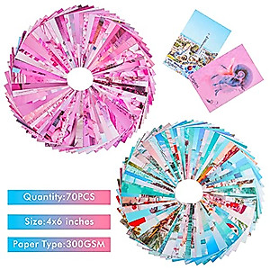 LIIGEMI 70PCS Blue Wall Collage Kit Aesthetic Pictures,Summer Beach Collage Print Kit,Bedroom Decor for Teen Girls,VSCO Girls Bedroom Decor,Room Decor Aesthetic,Double- Sided,70 Set 4x6 Inch