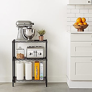 Ymlpre 3 Tier Shelving Unit NSF Wire Shelf Metal Large Storage Shelves Heavy Duty Height Adjustable Commercial Grade Iron Utility Layer Rack Organizer, 23.6x13.8x33.5, 3-Tier 33.5inch